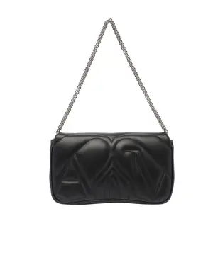 Alexander McQueen Seal Logo Plaque Small Shoulder Bag - Black