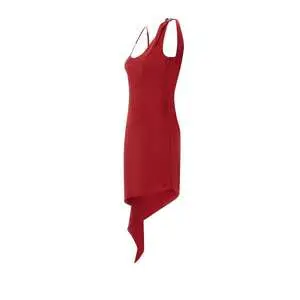 COURREGES Asymmetrical Knot Sleeveless Mini Dress - Ruby Colour