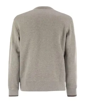 AUTRY Contrast Logo Crew Neck Sweater - Gray