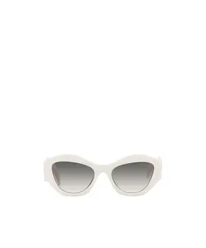 Prada Angular Frame Sunglasses With Logo Detail - White