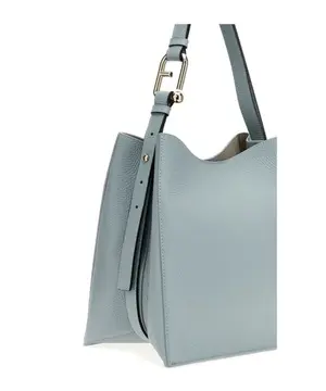 Furla Nuvola Logo Printed Small Shoulder Bag - Light Blue