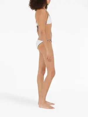 Burberry Halterneck Triangle Two-piece Bikini With Checked Trim - White