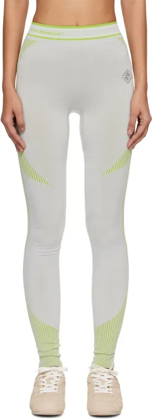 Casablanca Ribbed Performance Leggings - Light Grey