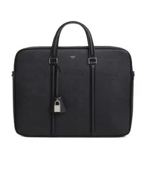 Celine Medium Grain Logo Briefcase - Black