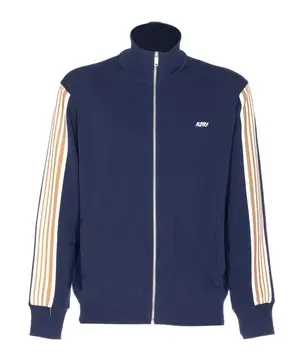AUTRY Stripe-detail Zip-up Sweatshirt - Navy