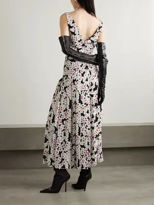 Alessandra Rich Sleeveless Floral Print Midi Dress