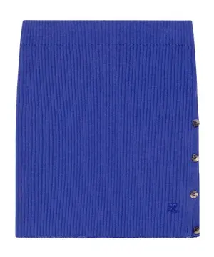 COURREGES Ribbed Mini Skirt With Button Detail - Sapphire