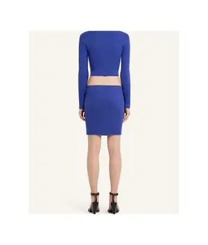 COURREGES Courrèges Ribbed Mini Skirt With Button Detail - Sapphire