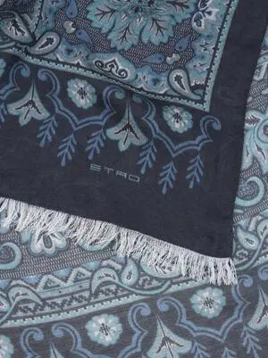 Etro Cotton-blend Jacquard Scarf - Blue