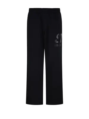 GOLDEN GOOSE Logo Printed Straight-leg Trousers - Black