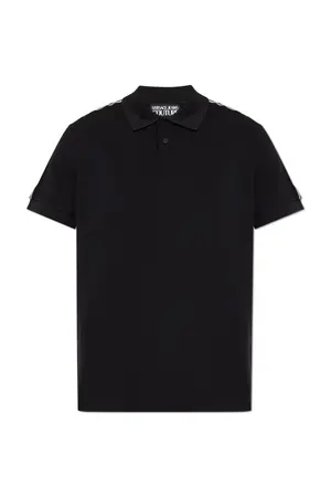 Versace Logo Tape Short Sleeved Polo Shirt