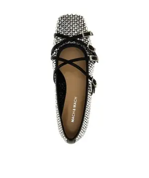 MACHMACH Mach & Mach Embellished Square Toe Ballet Flats