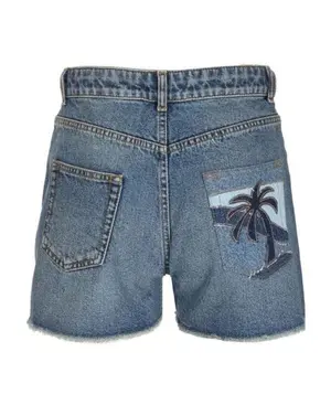 Palm Angels Embroidered Denim Shorts