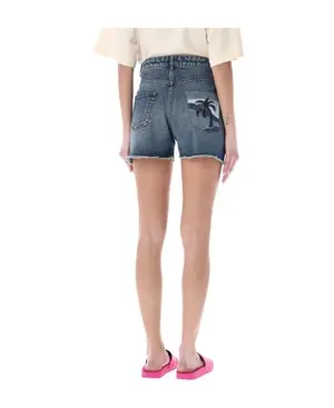 Palm Angels Embroidered Denim Shorts