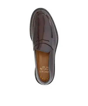 DOUCAL'S Penny-slot Almond Toe Loafers - Black