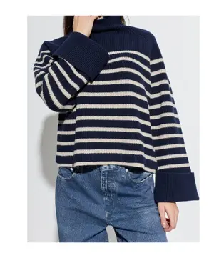 Rag & Bone Striped Turtleneck Knitted Jumper - Navy
