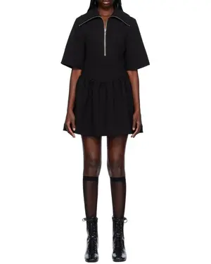 GANNI Bonded Crepe Mini Dress With Zip Fastening