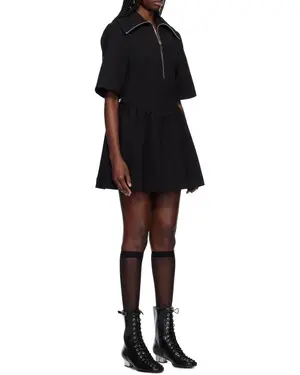 GANNI Bonded Crepe Mini Dress With Zip Fastening