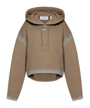 Off-White Cropped Gradient Hoodie - Brown