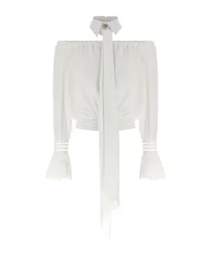 Elisabetta Franchi Off-the-shoulder Ruffle Sleeve Blouse