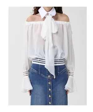 Elisabetta Franchi Off-the-shoulder Ruffle Sleeve Blouse - White
