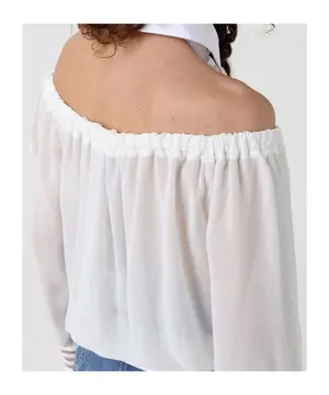 Elisabetta Franchi Off-the-shoulder Ruffle Sleeve Blouse - White