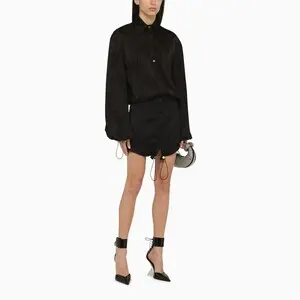Attico The Drawstring Hem Mini Satin Dress