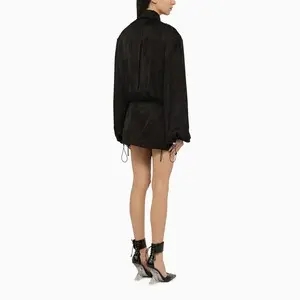Attico The Drawstring Hem Mini Satin Dress