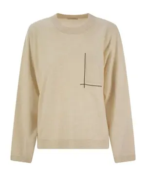 Brunello Cucinelli Ribbed Crew Neck Jumper With Pocket
