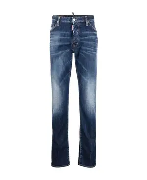 Dsquared2 Distressed Straight-leg Jeans - Blue