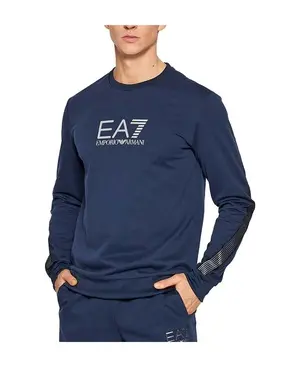 EA7 Navy Logo Printed Hoodie