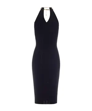 Elisabetta Franchi Openwork Knit Necklace-detail Dress
