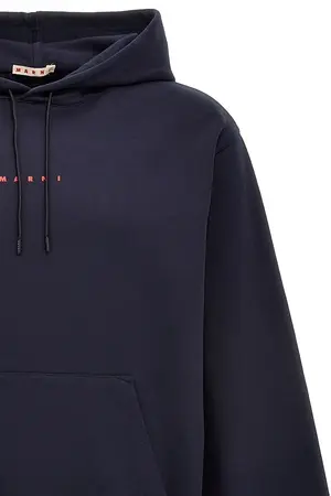 Marni Logo Print Drawstring Hoodie - Black