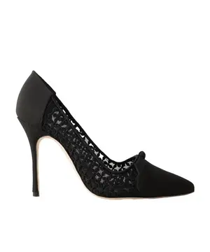 Manolo Blahnik Pointed Toe Stiletto Heels With Lace Detailing