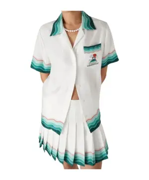 Casablanca Short Sleeve Shirt With Wavy Stripe Detail