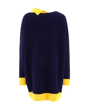 Marni Color-block Knitted Dress With Logo Patch - Black