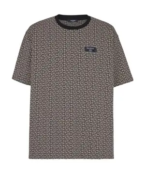 Balmain Logo Patch Monogrammed T-shirt - Black