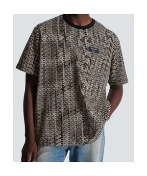 Balmain Logo Patch Monogrammed T-shirt - Black