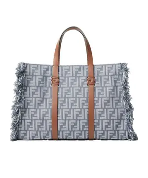 Fendi Ff Jacquard Fringed Tote Bag - Blue