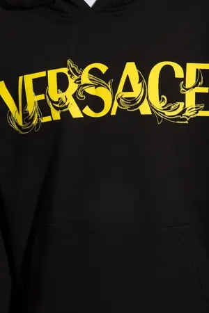 Versace Logo Print Hoodie - Black