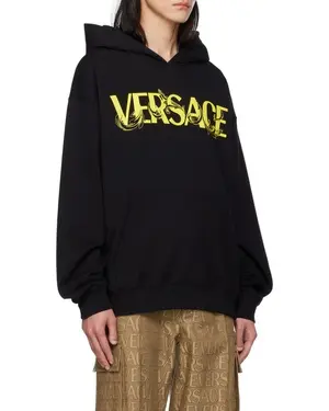 Versace Logo Print Hoodie - Black