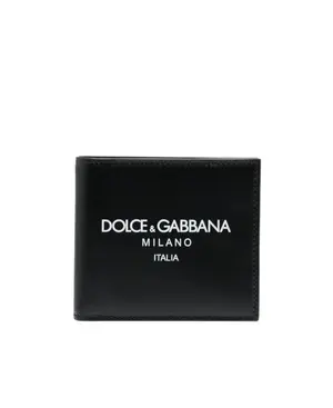 Dolce & Gabbana Dolce Gabbana Logo Printed Bi-fold Wallet - Black