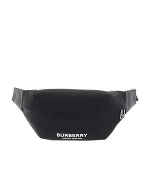 Burberry Logo Printed Zipped Belt Bag - Black