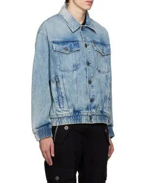 Balmain Denim Jacket With Classic Collar And Silver Metal Zippers