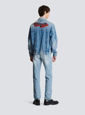 Balmain Denim Jacket With Classic Collar And Silver Metal Zippers
