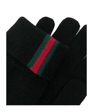 Gucci Striped Detailed Knit Gloves