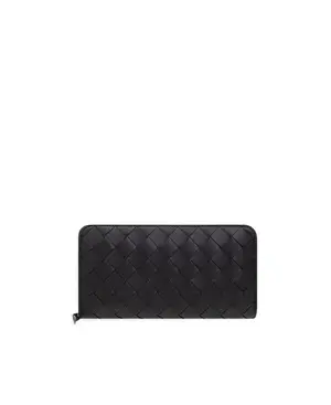 Bottega Veneta Intrecciato Zip Around Wallet - Black