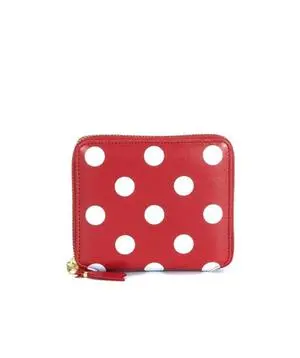 Comme Des Garçons Logo Polka Dot Short Wallet - Red