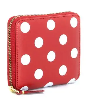 Comme Des Garçons Logo Polka Dot Short Wallet - Red