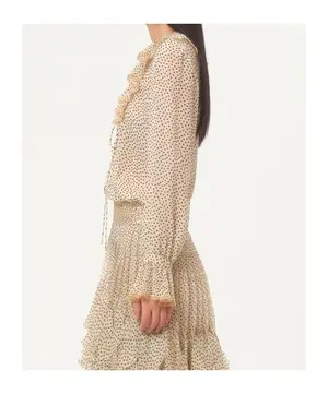 Valentino Garavani Polka Dot Printed Ruffled Blouse - Birch/black